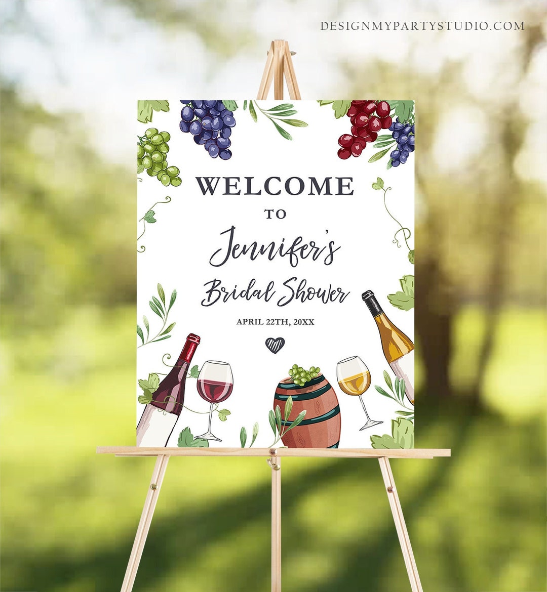Editable Wine Welcome Sign Couples Shower Welcome Cheers to Love Brunch ...