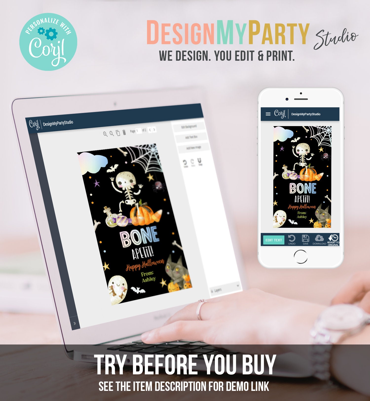 Editable Halloween Gift Tag Skeleton Gift Tags Trick or Treat Halloween ...