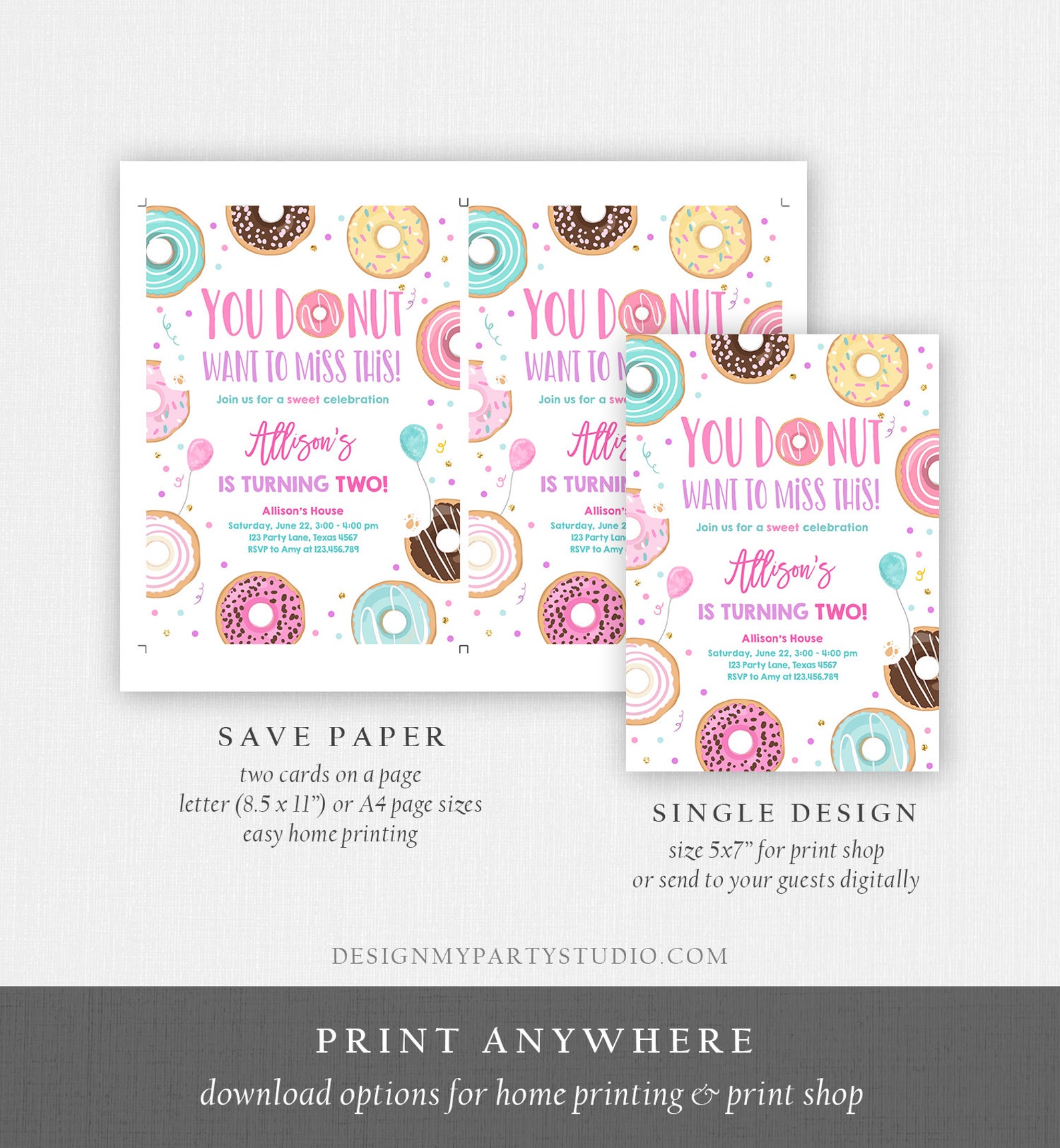 Editable Donut Want to Miss This Birthday Invitation Sweet - Etsy