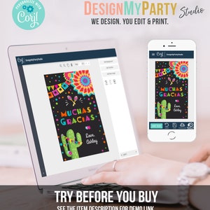 Editable Cactus Fiesta Favor Tags Fiesta Thank You Tags Mexican Muchas ...