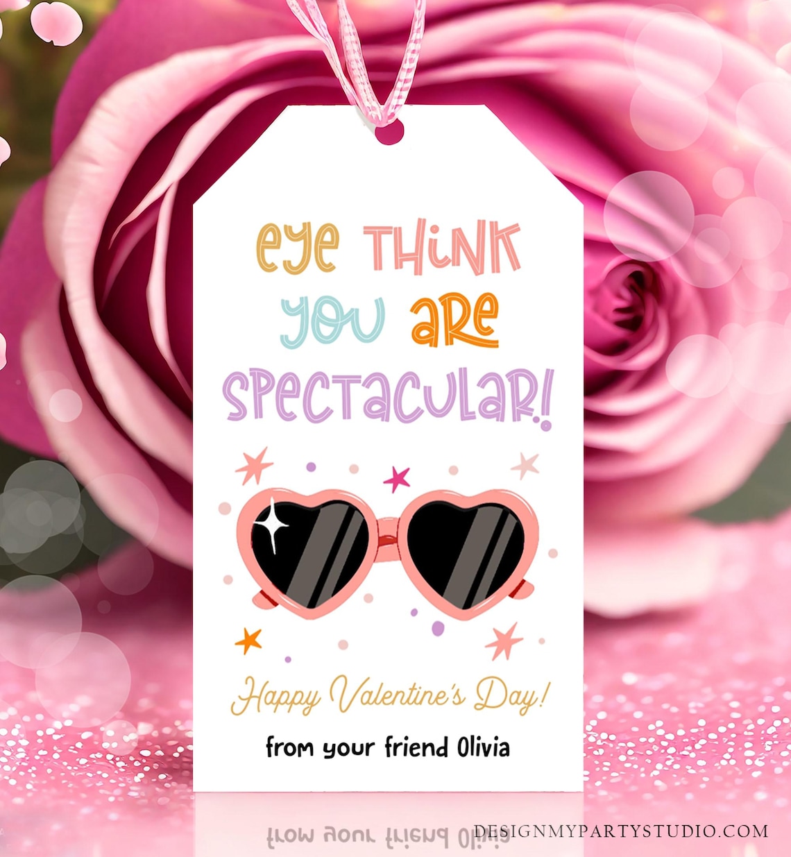 Editable Sunglasses Valentines Tag Valentines Glasses Eye Think You Are ...