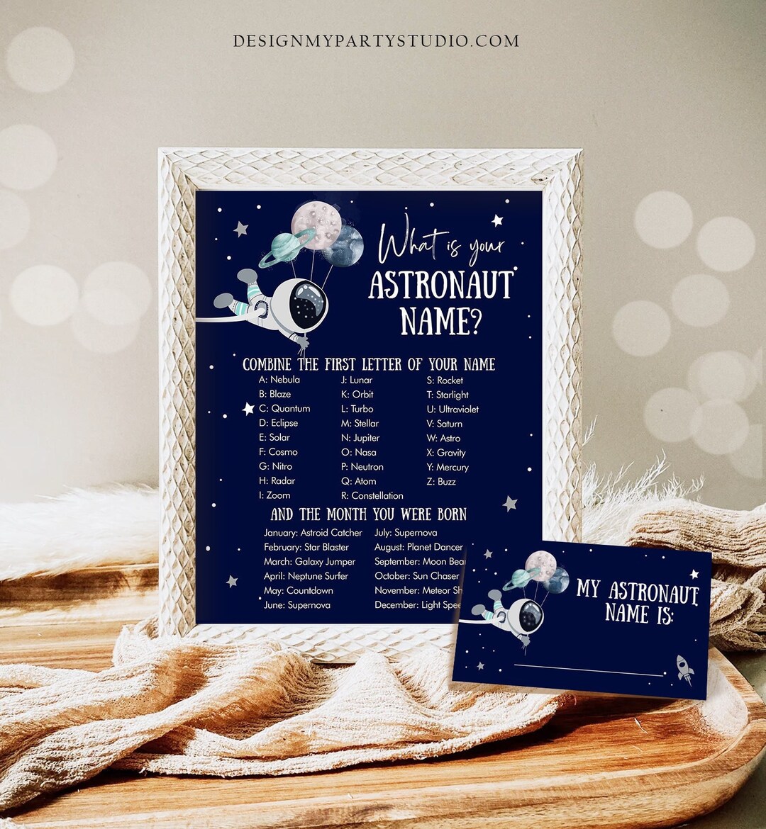 Editable What is Your Astronaut Name Game Outer Space Birthday Galaxy ...