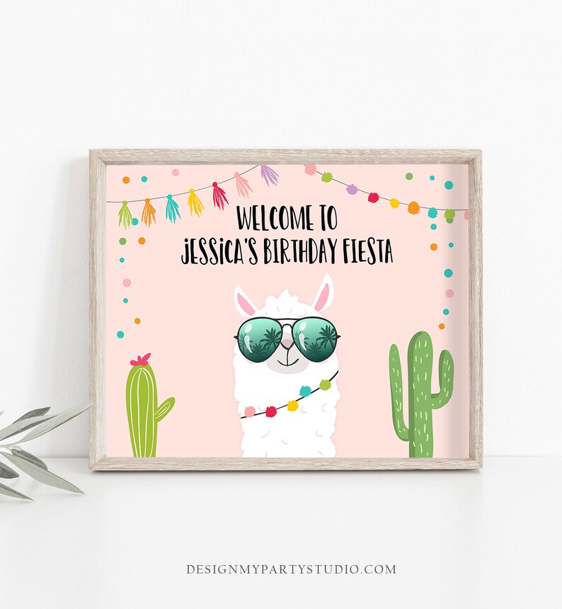 Editable Llama Welcome Sign Sunglasses Birthday Party Whole | Etsy