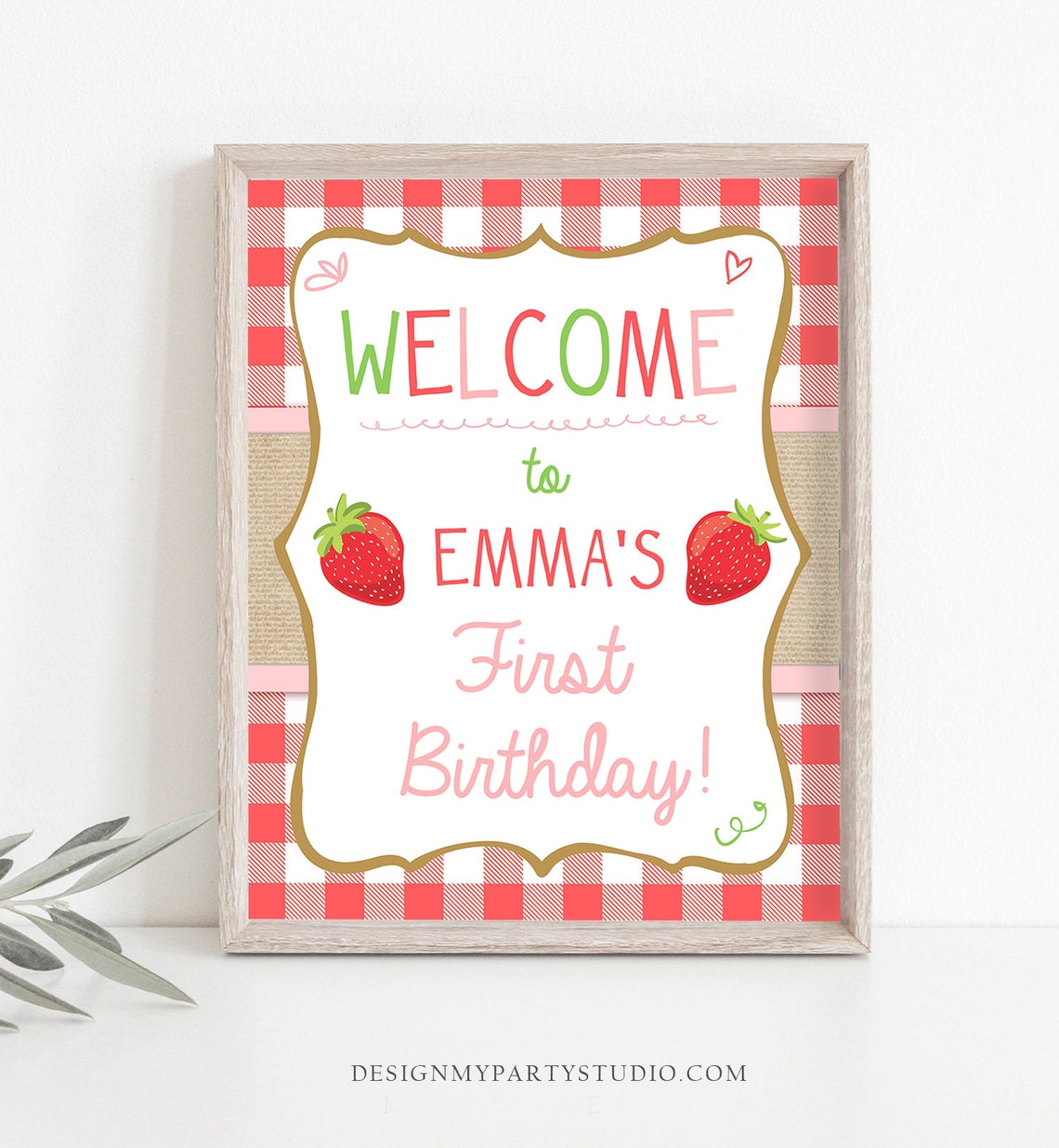 Editable Strawberry Welcome Sign Strawberry Birthday Party | Etsy