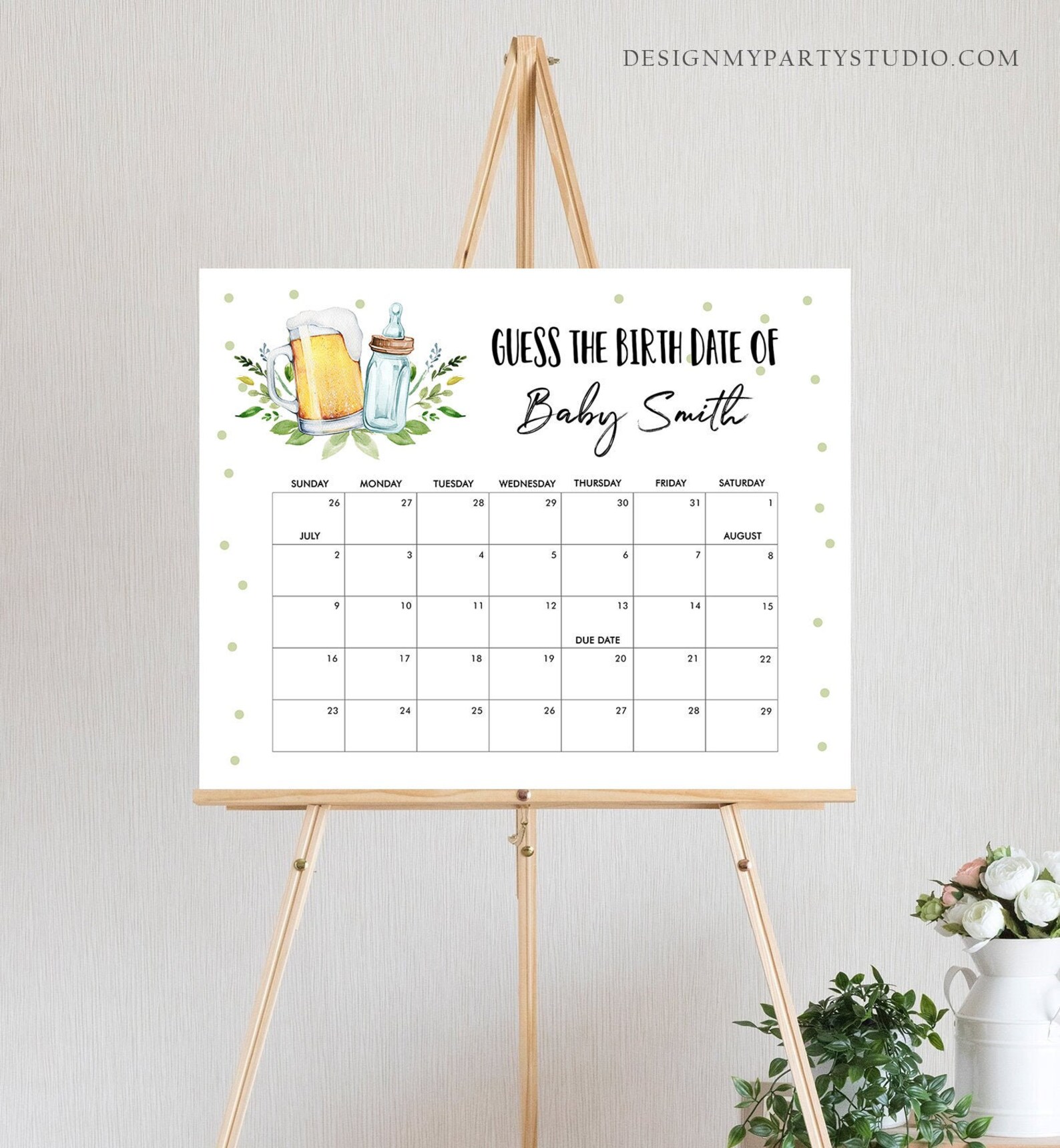 Editable Guess the Birth Date Baby Shower Game Guess Birthday - Etsy