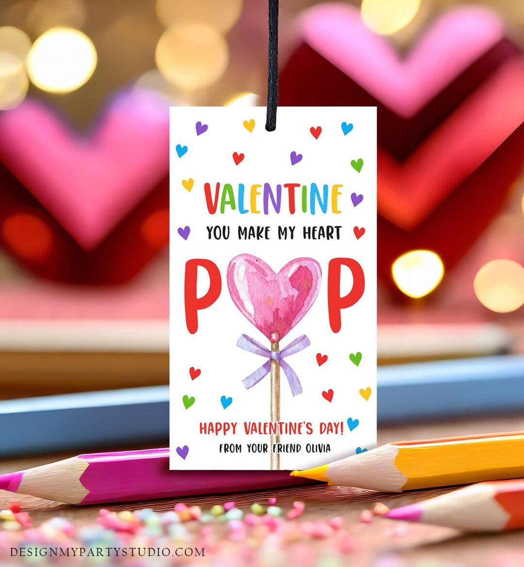 Editable Lollipop Valentines Tag Valentine's Day Gift Tag You Make My ...