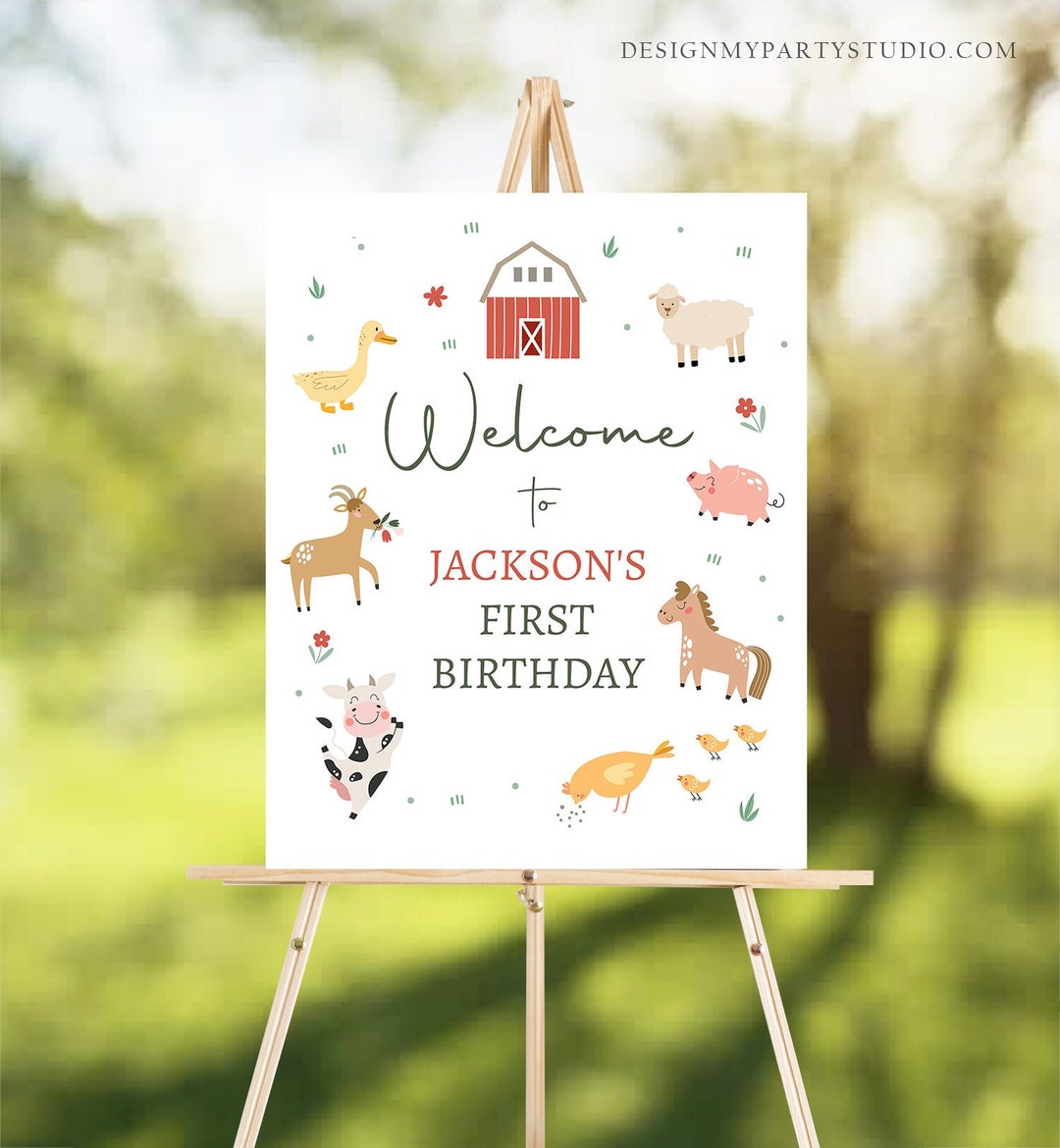 Editable Farm Birthday Welcome Sign Barnyard Birthday Welcome - Etsy