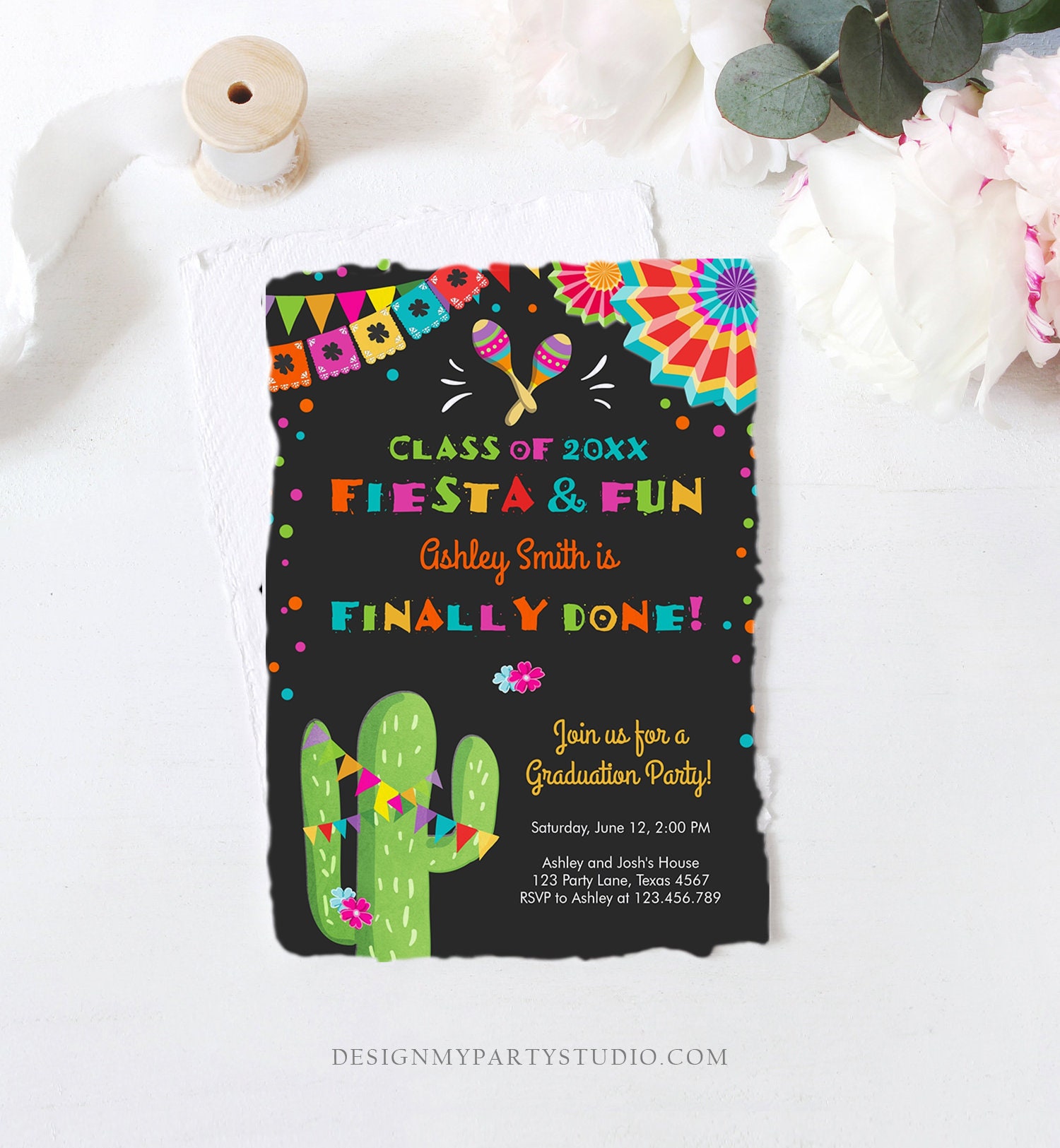 Editable Fiesta and Fun Graduation Party Invitation Finally - Etsy