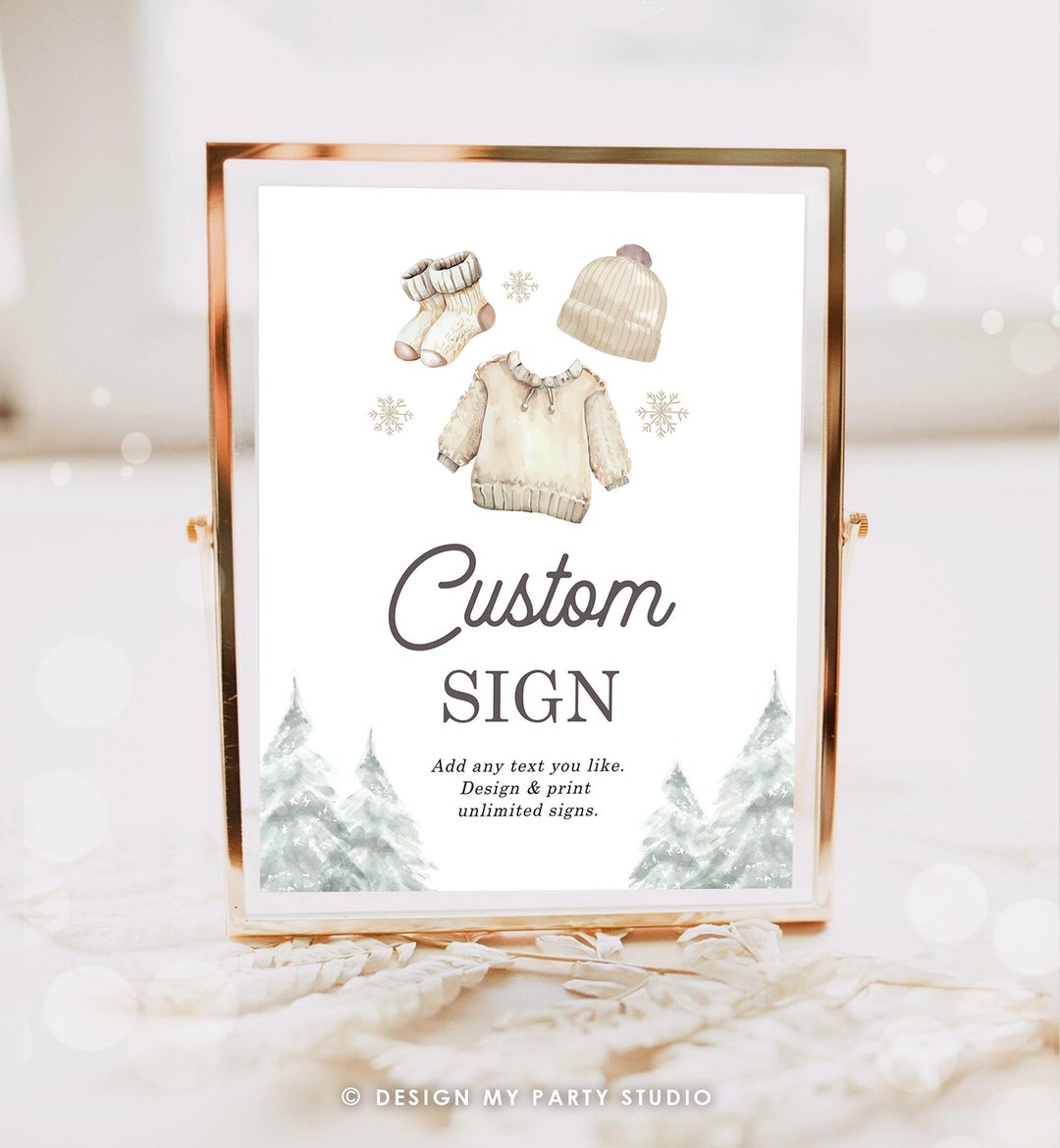 Editable Custom Sign Winter Baby Clothes Baby Shower Baby It's Cold ...