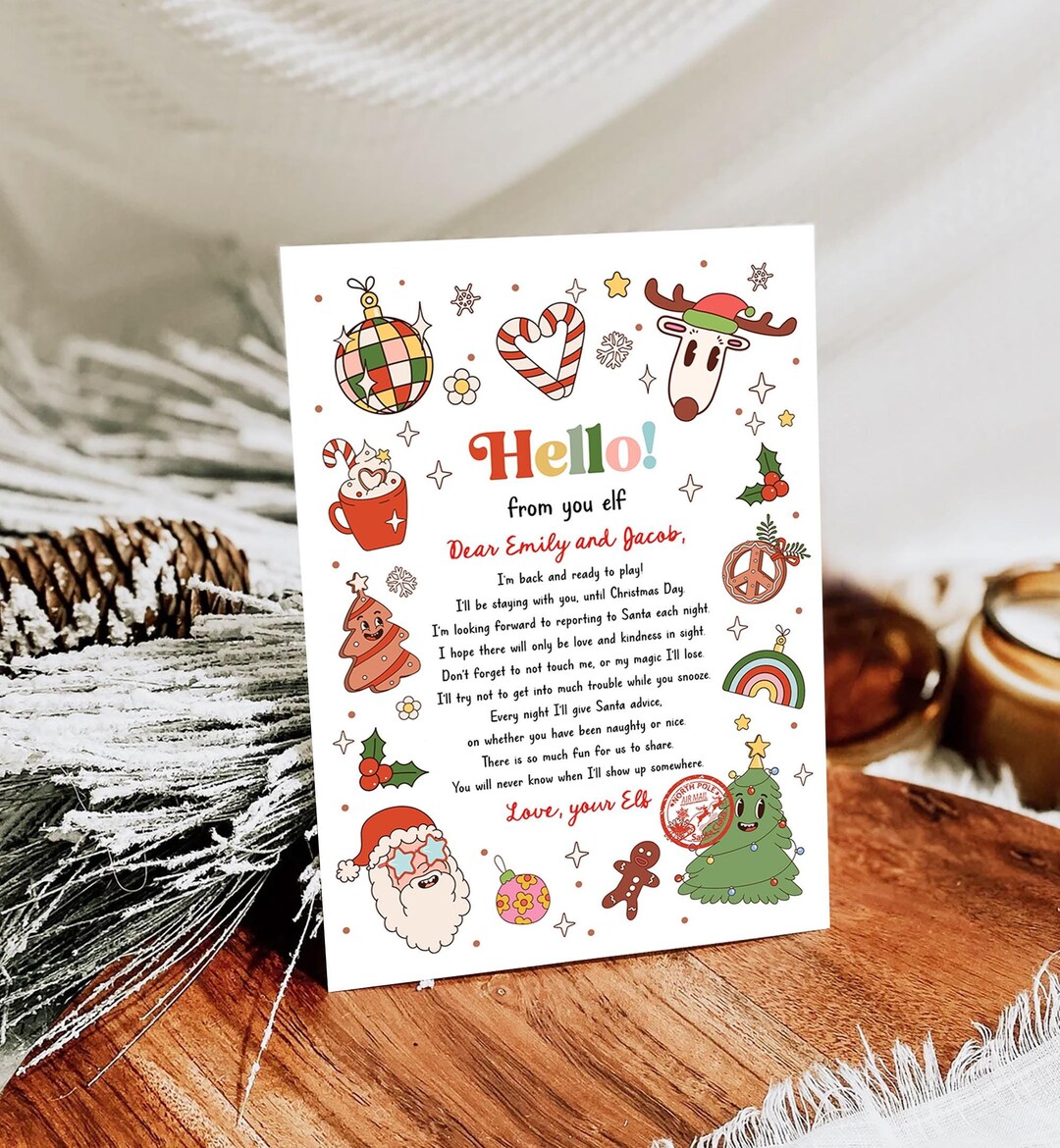 Editable Hello From Your Elf Arrival Letter Return Letter Christmas Elf ...