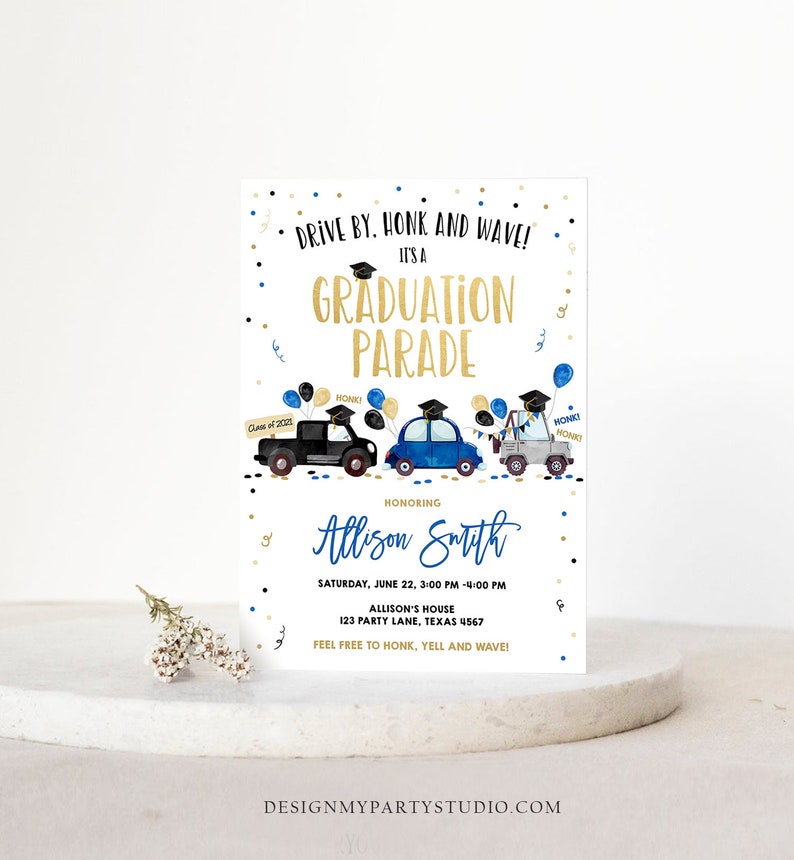 Editable Drive by Graduation Parade Invitation Virtual Party | Etsy