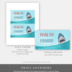 Editable Shark Gable Box Favor Label Shark Birthday Party Favor Box ...