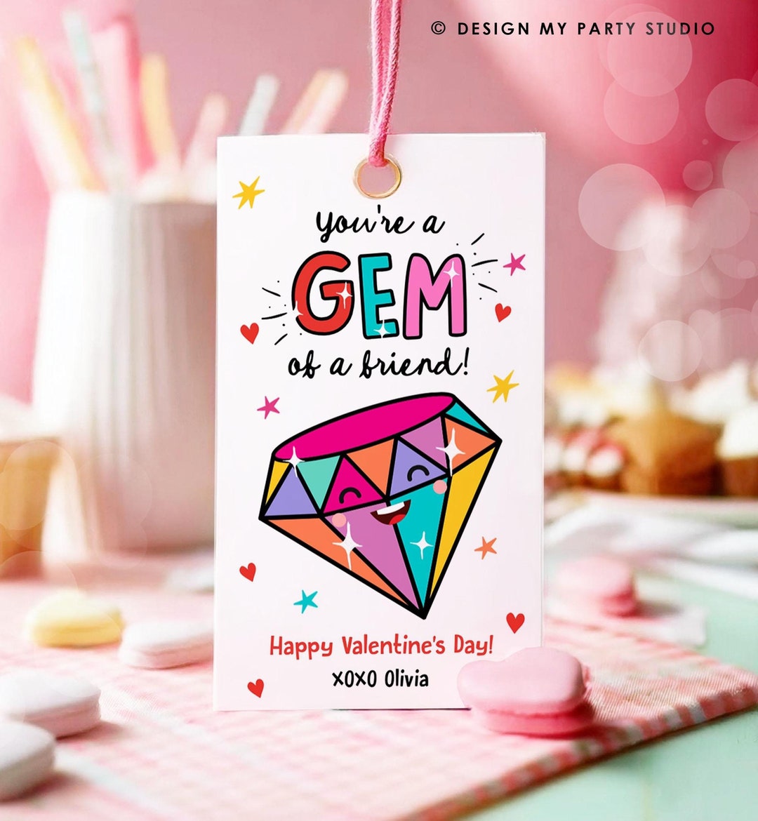 Editable Valentines Day Card You're a Gem of a Friend Classroom ...
