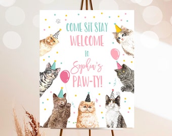 Let's Pawty Pet Banner Pet Birthday Sign Paw Banner - Etsy