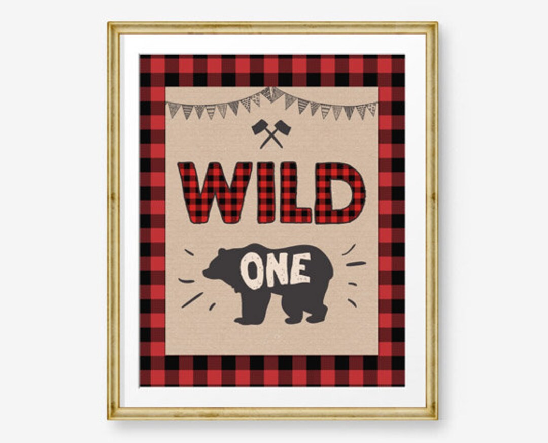 Wild One Sign Lumberjack First Birthday Party Sign Decor Table - Etsy