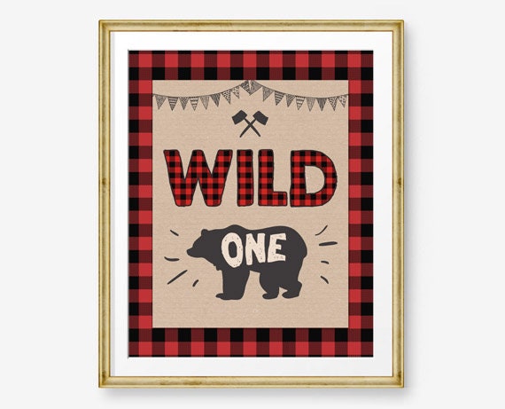 Wild One Sign Lumberjack First Birthday party sign Decor Table Sign ...