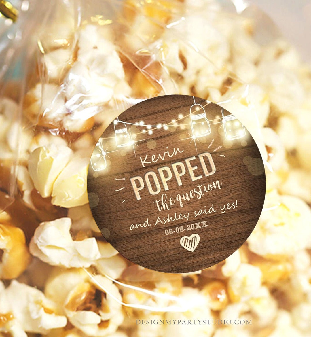 Editable Popped the Question Gift Tag Engagement Party Round Square ...