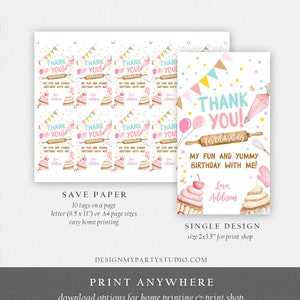 Editable Baking Favor Tags Tags Baking Birthday Thank You Tags Kids ...