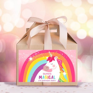 Editable Unicorn Birthday Party Gable Box Favor Label Magical Unicorn ...