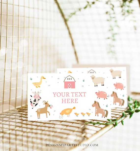 Editable Farm Animals Food Labels Barnyard Birthday Food Cards - Etsy