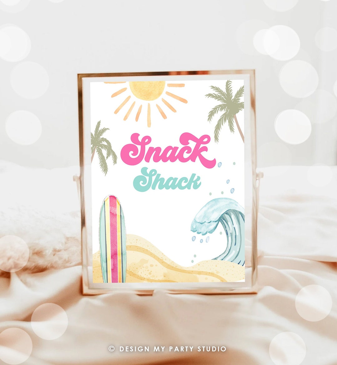 Snack Shack Sign Surf Birthday Party Retro the Big One Wave Beach Party ...