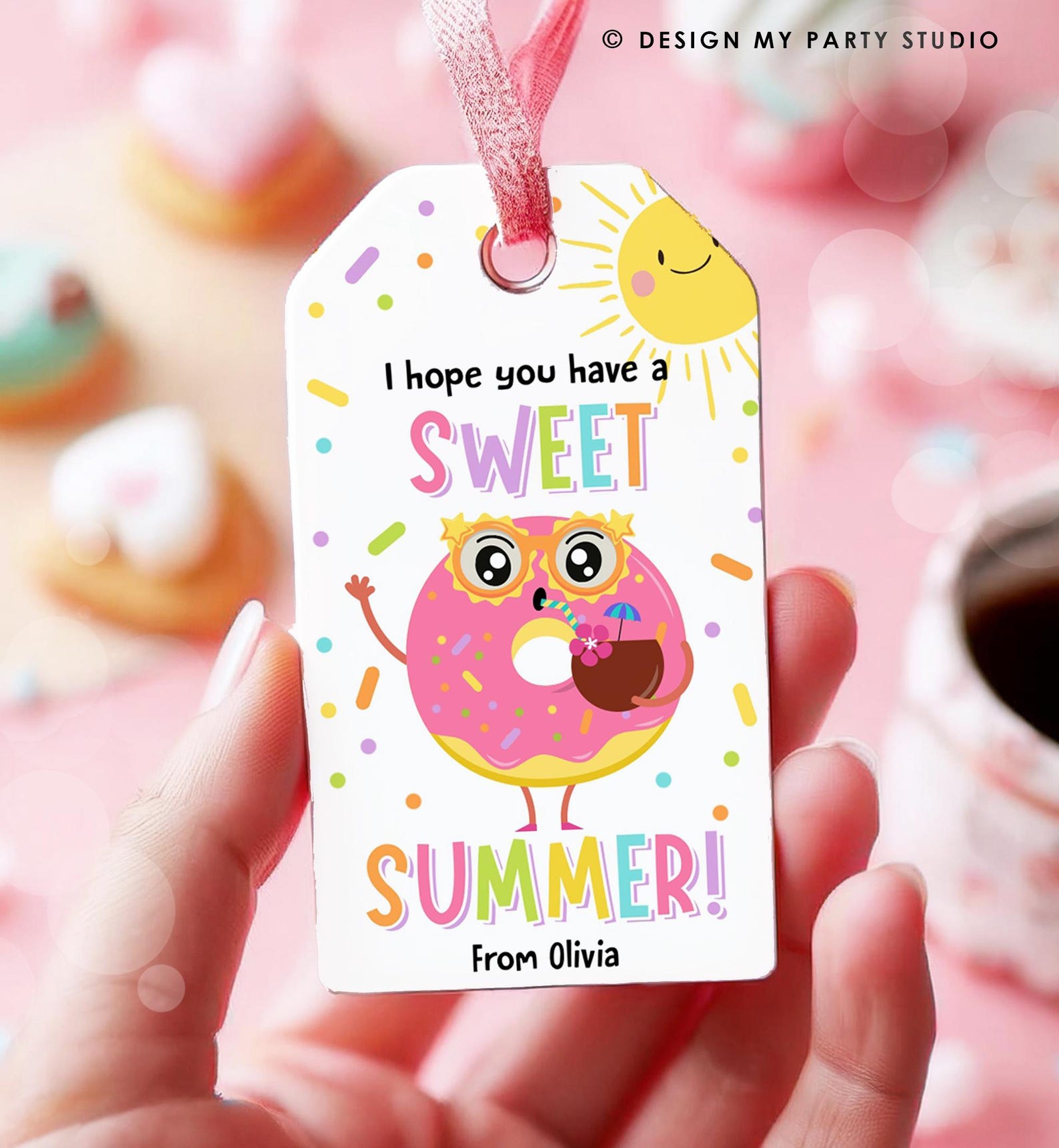 Editable Donut Sweet Summer Teacher Appreciation Tag End of Year Summer ...