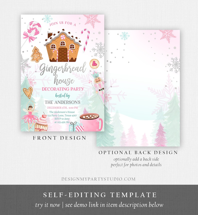 Editable Gingerbread House Decorating Party Invitation Land of - Etsy