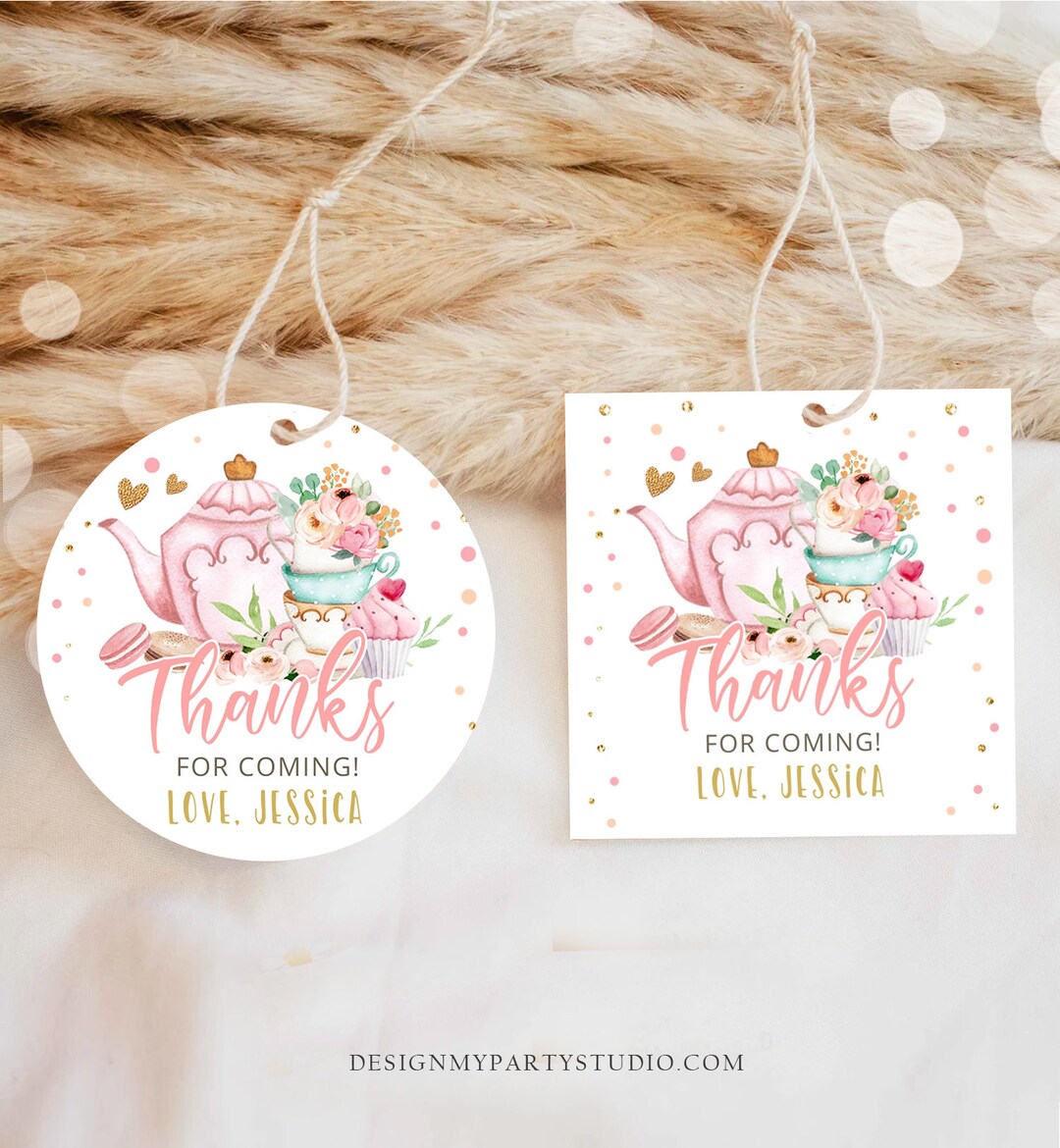 Editable Tea Party Favor Tag Sticker Baby Shower Baby is Brewing Floral ...