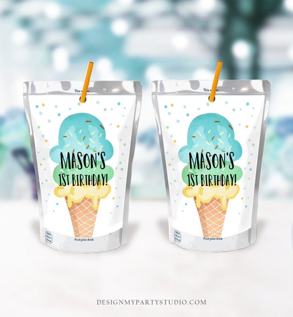 Editable Ice Cream Capri Sun Labels Juice Pouch Labels Ice Cream ...