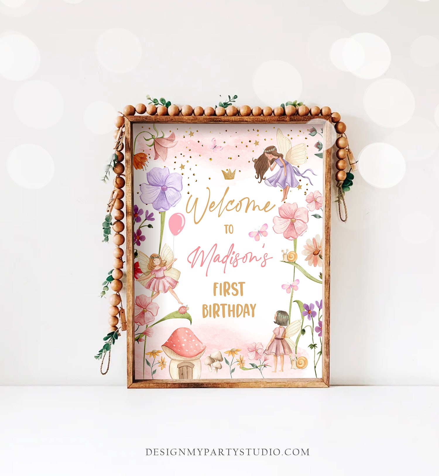 Editable Fairy Birthday Welcome Sign Fairy Garden Sign Whimsical ...