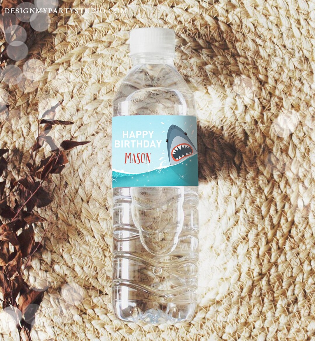 Editable Shark Water Bottle Labels Shark Water Labels Boy Shark ...