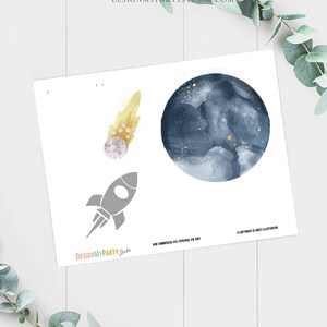 Printable Space Cake Topper Space Astronaut Centerpieces Space Birthday ...