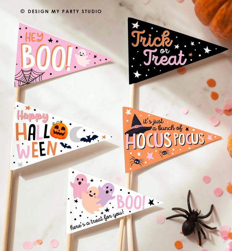 Printable Halloween Pennant Flags Halloween Gift Tag Boo Basket Flag ...
