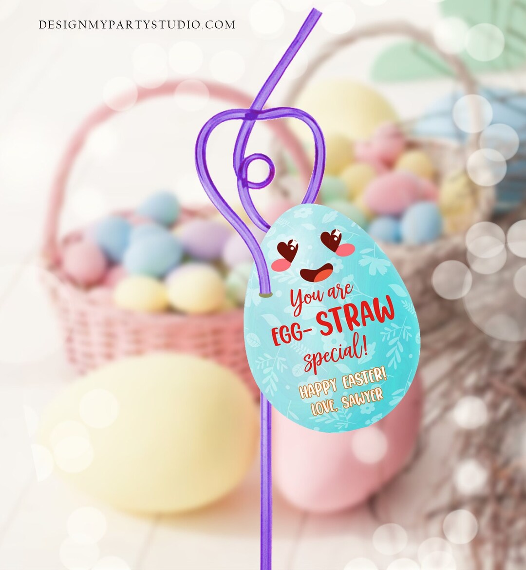 Editable Crazy Straw Tags Easter Tags You're Egg-straw Special Easter ...