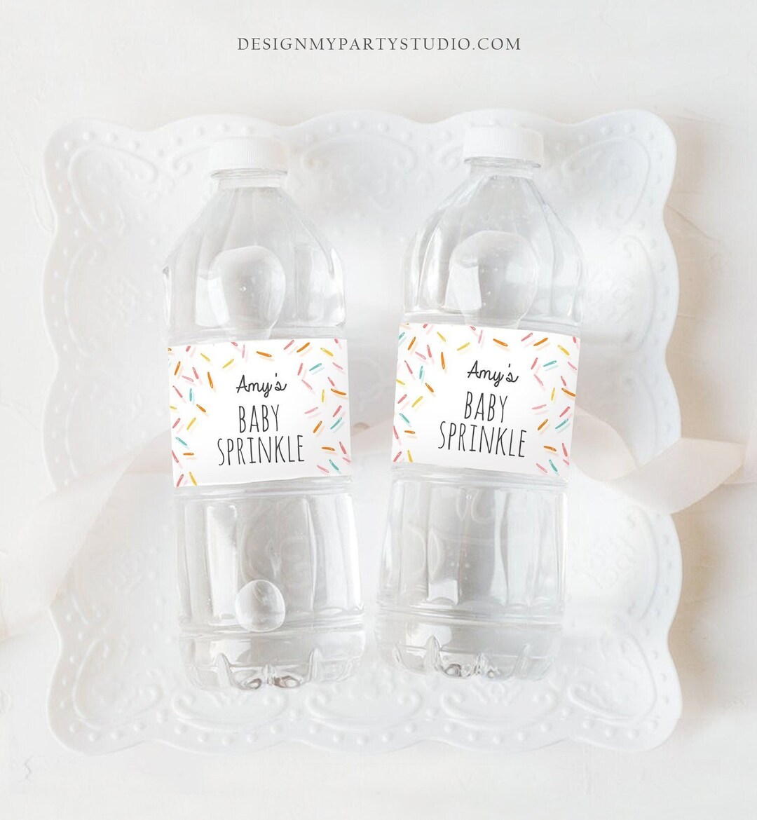 Editable Baby Sprinkle Water Bottle Labels Baby Shower Coed Gender ...