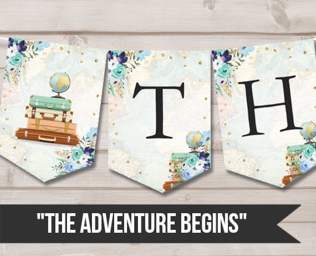 The Adventure Begins Banner Adventure Baby Shower Traveling Banner ...