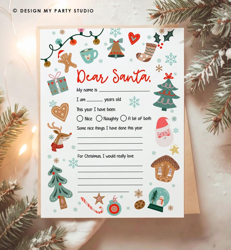 Christmas Wish List Letter to Santa for Kids Christmas Activity ...