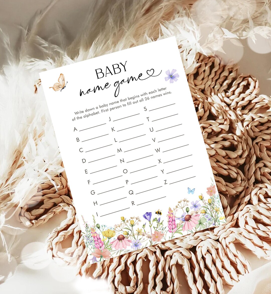 Editable Baby Name Game Card Wildflowers Baby Shower Game in Bloom Name ...