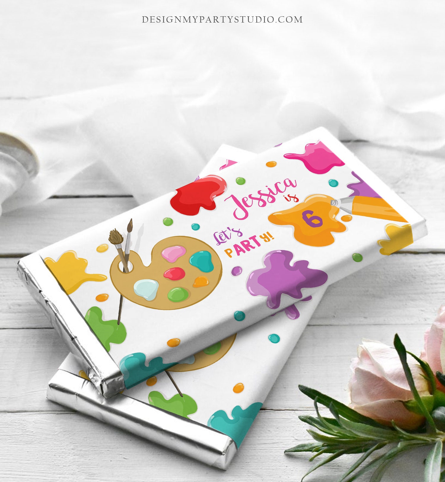 Editable Art Party Chocolate Bar Labels Candy Bar Wrapper - Etsy