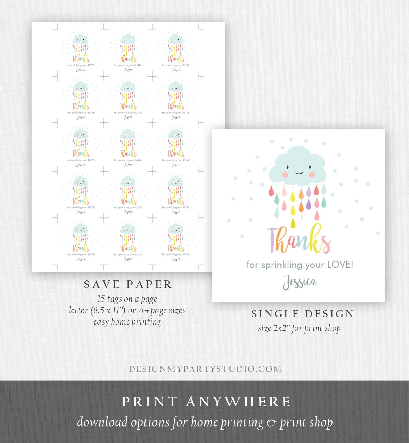 Editable Cloud Baby Shower Round Favor Tags Cloud Labels Cloud - Etsy