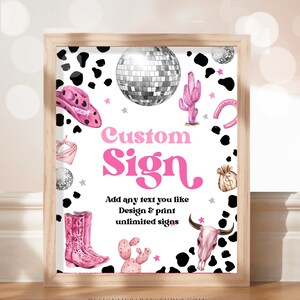 Editable Custom Sign Space Cowgirl Party Sign Disco Cowgirl Birthday ...