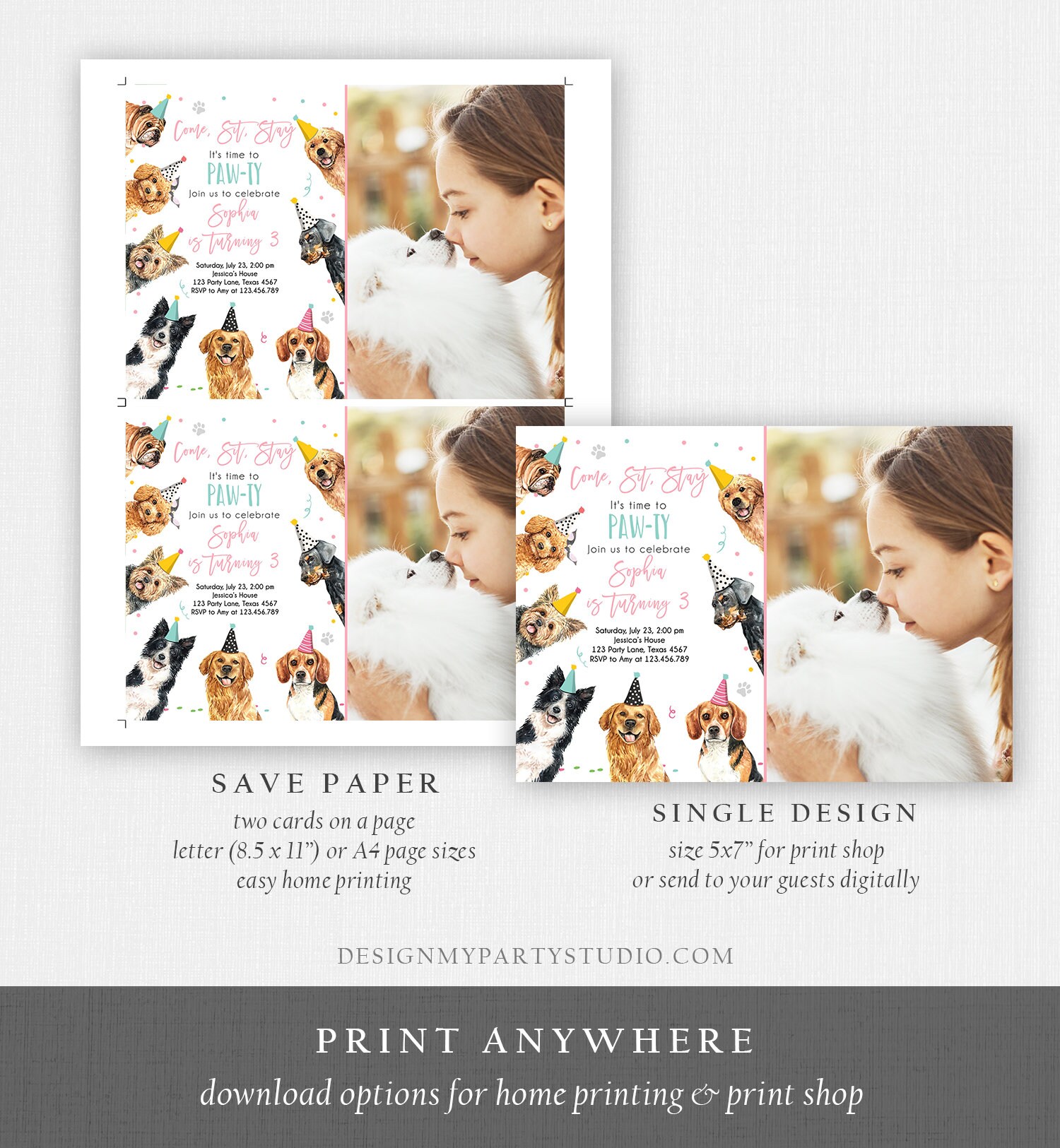 Editable Dog Birthday Party Invitation Puppy Birthday Invite | Etsy