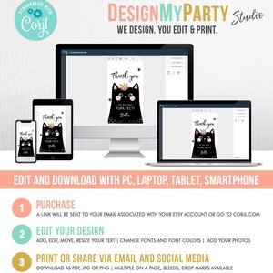 Editable Kitten Birthday Favor Tags Kitty Birthday Thank You Label Cat ...