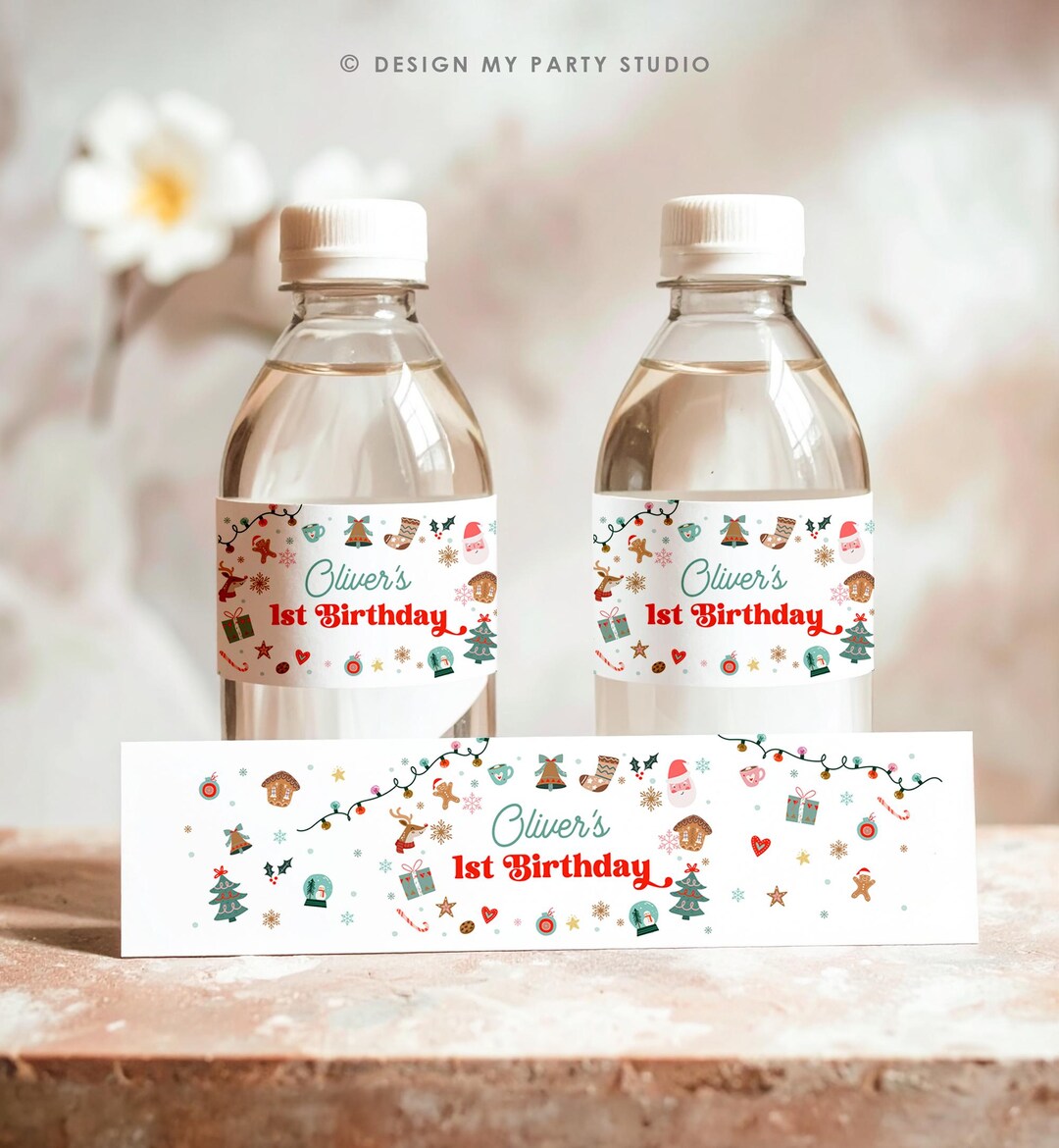 Editable Christmas Water Bottle Label Winter Onederland Wonderland ...