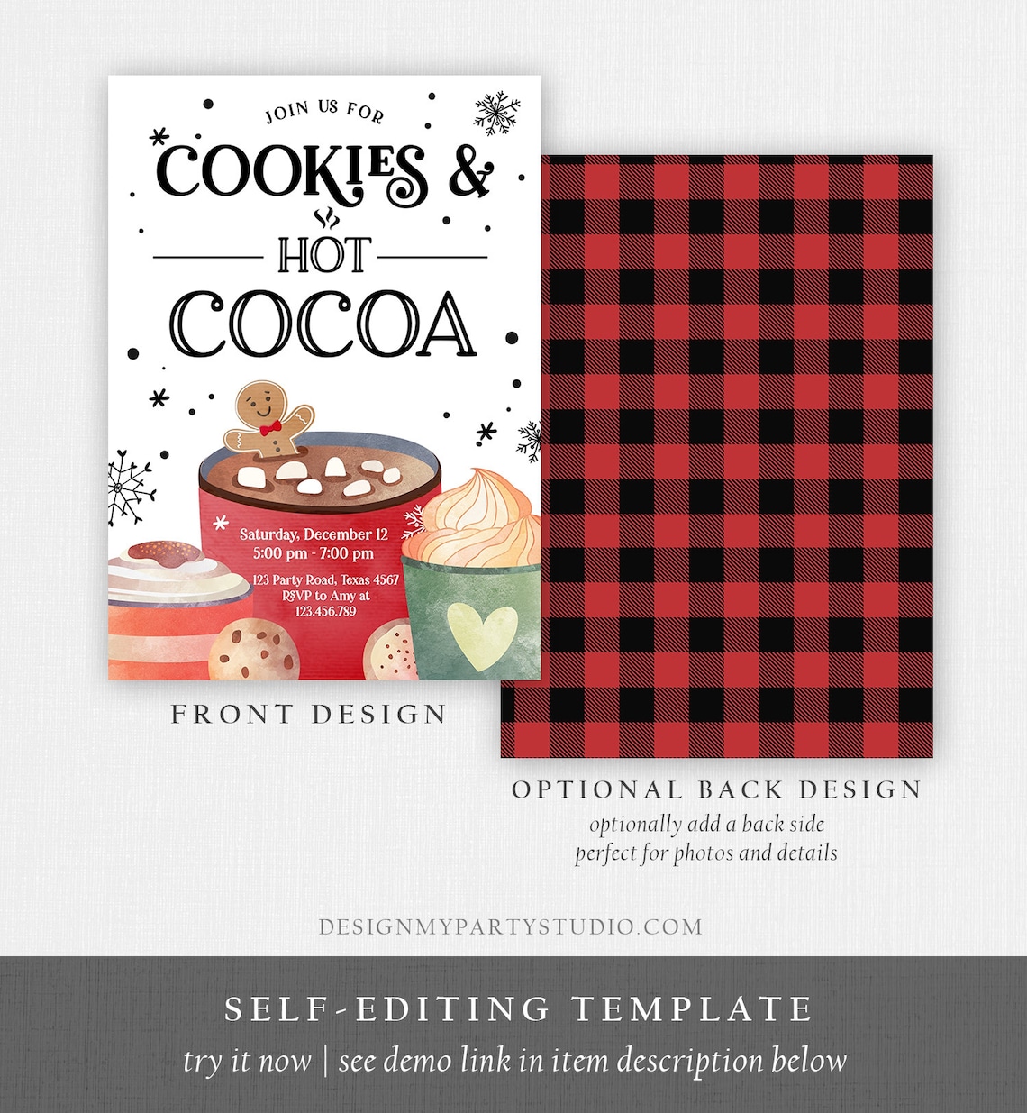 Editable Cookies and Cocoa Invitation Hot Cocoa Party Invite - Etsy
