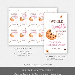 Editable Summer Teacher Appreciation Gift Tag Kids Would Crumble ...