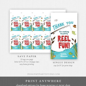 Editable Reel Fun Fishing Favor Tag Fishing Birthday Thank You Tag Gone ...