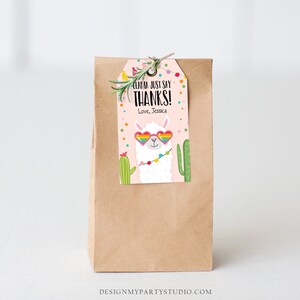 Editable Llama Favor Tags Llama Thank You Tags Fiesta Cactus Alpaca ...