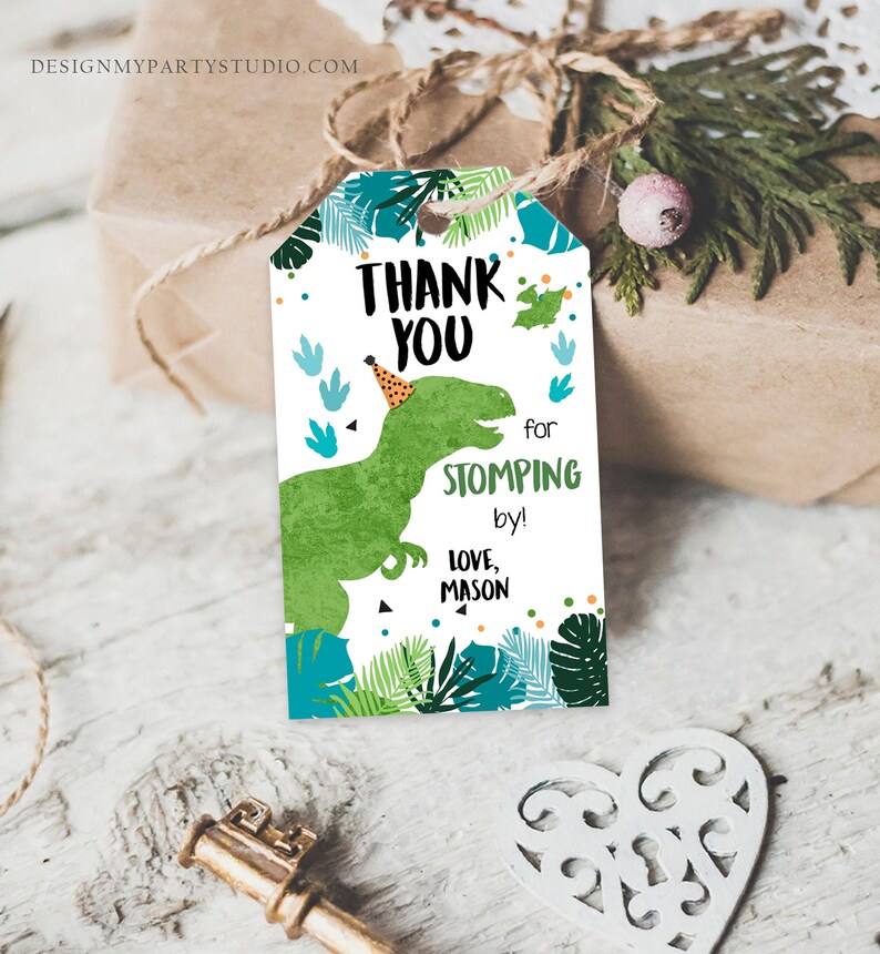 Editable Dinosaur Birthday Favor Tags Gift Tag Boy Green Blue - Etsy
