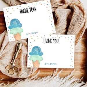 Editable Ice Cream Thank You Card Ice Cream Birthday Thank You Note Boy ...